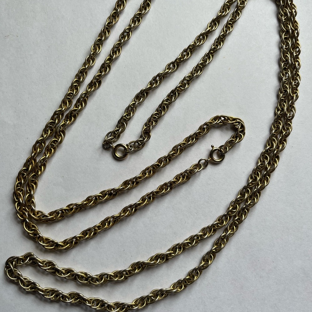 2 Separate Strand Vintage Gold Chains Necklaces - Gem